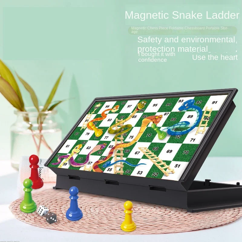 Magnetic-Snake-Ladder-Chess-Foldable-Chess-Board-Portable-Parent-Child ...