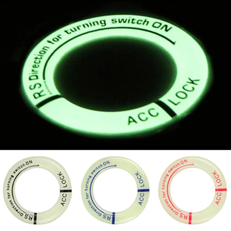 Luminous Ring Sticker Car Ignition Switch Key Start 3d Decal Auto ...