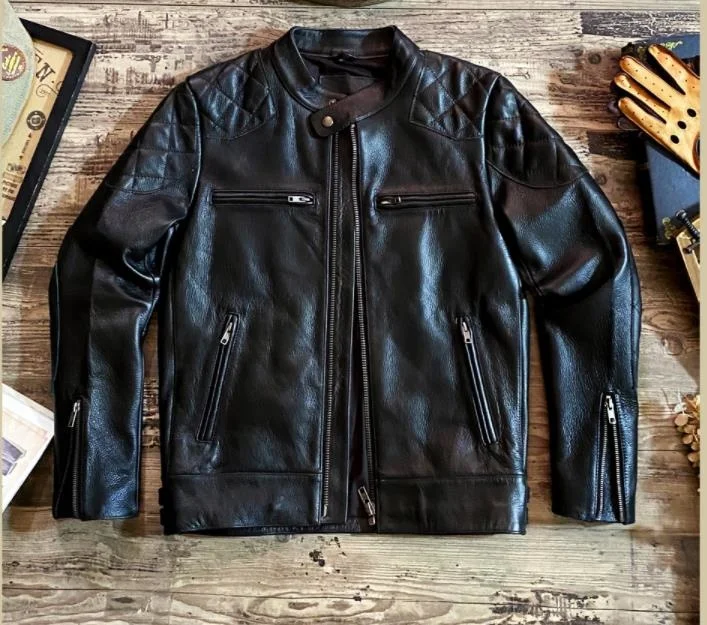 new-Free-shipping-Outlet-Brand-style-motor-leather-jacket-mens-genuine ...