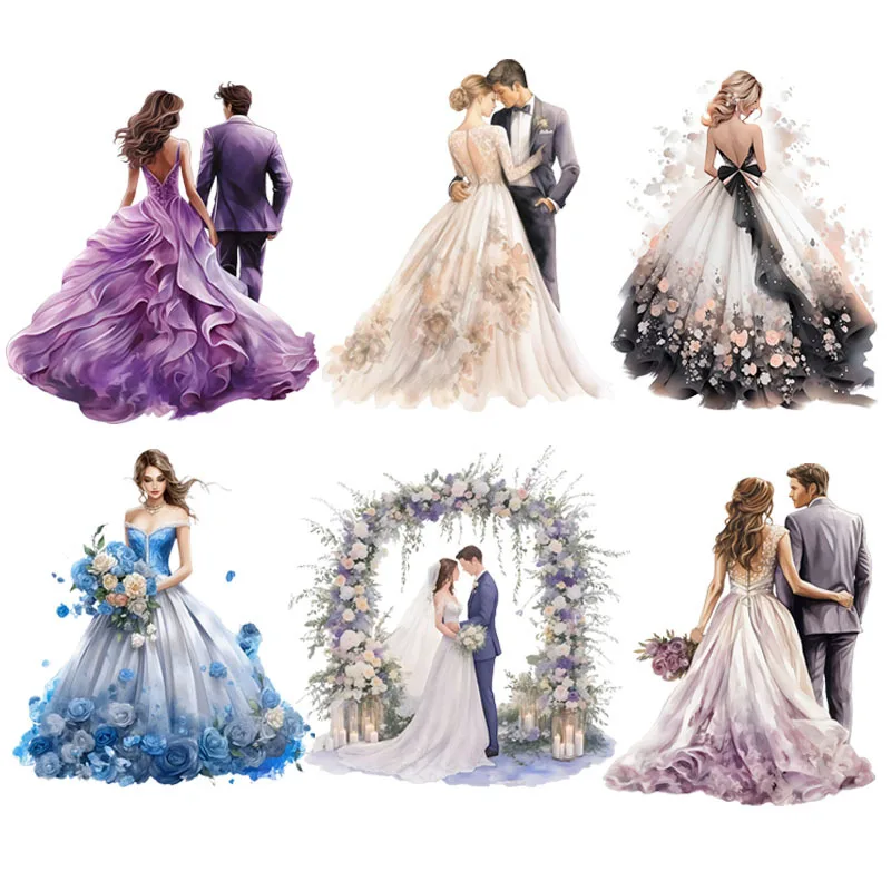 Iron-on-Stickers-Fashion-Heat-Transfer-Wedding-Love-Couple-Patches ...