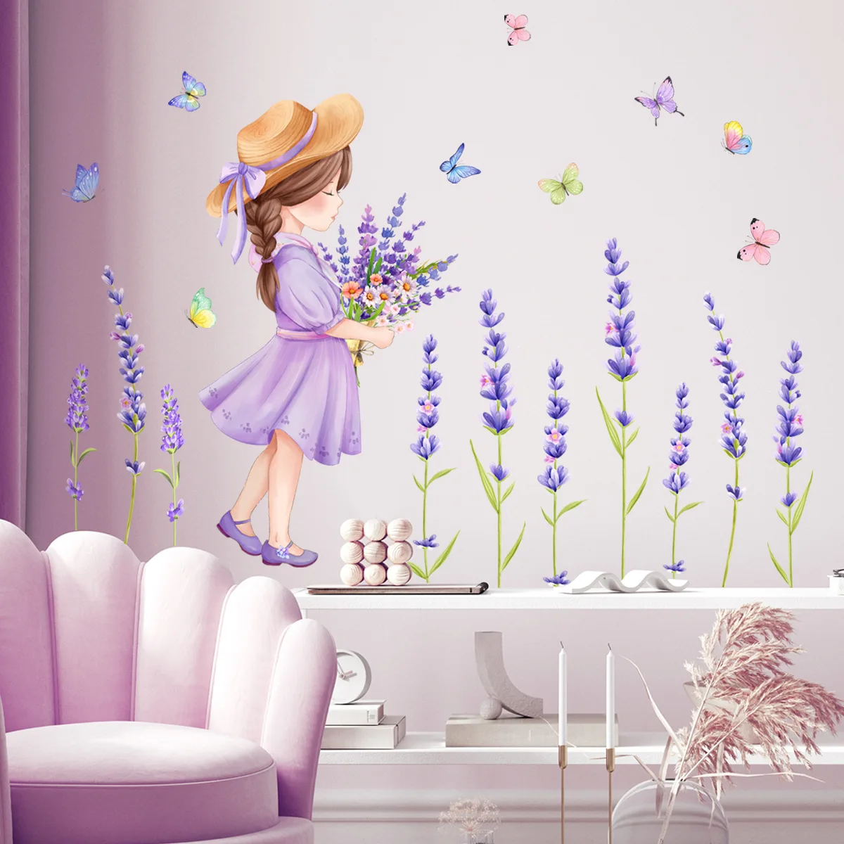 Spring-Outing-Purple-Lavender-Grils-Wall-Stickers-Wall-Decals-for-Baby ...