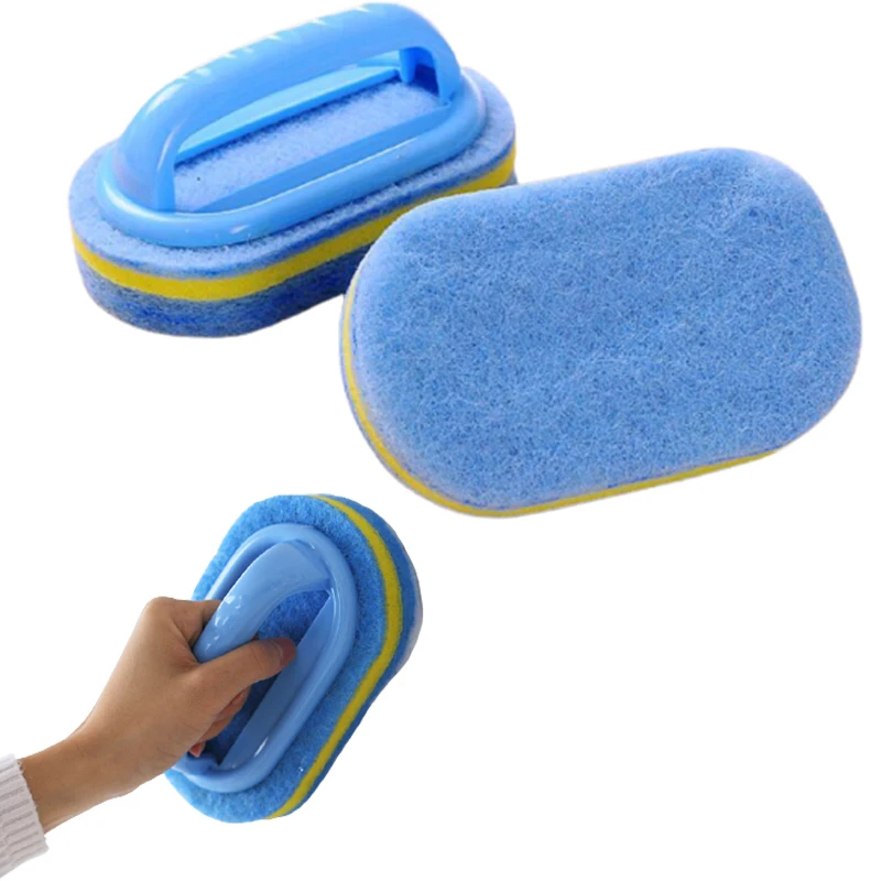 Blue-Multi-function-Handles-Sponge-Brush-Kitchen-Bathroom-Cleaning ...
