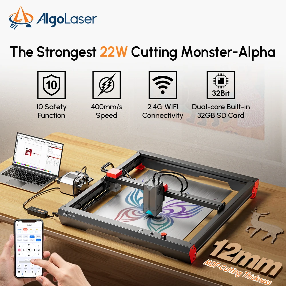 High-Power-130W-Woodworking-Laser-Cutter-Engraver-AlgoLaser-22W-Output ...