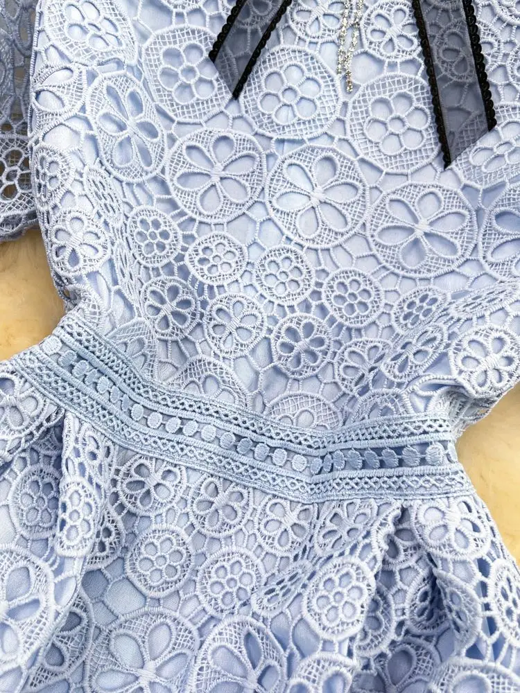 Light Blue Crochet Dress