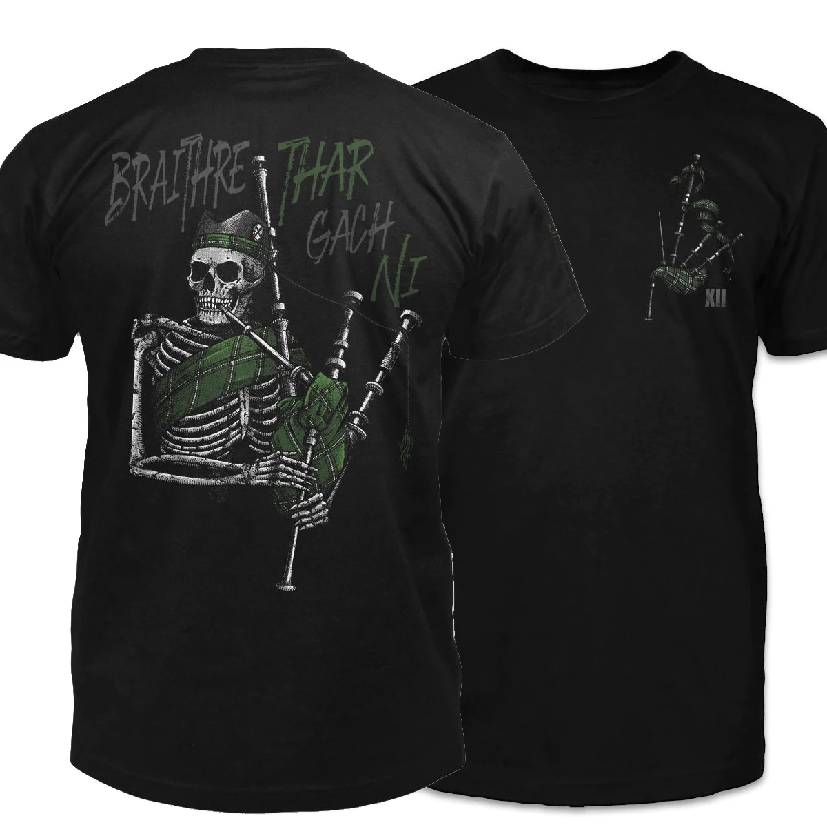 Gaelic-Brotherhood-Before-All-Scottish-Skeleton-Bagpiper-Printed-T ...