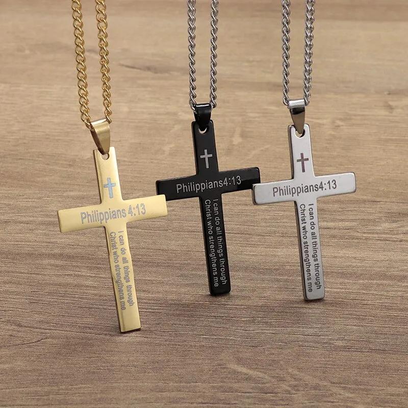 Colgante-de-Cruz-de-la-Biblia-cristiana-collar-de-acero-inoxidable-para ...
