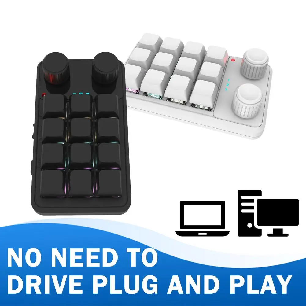 Usb-Mini-Keypad-12-Keys-2-Knob-Custom-Programming-Macro-Mechanical-Keyboard-Outeum-Red-Switch ...