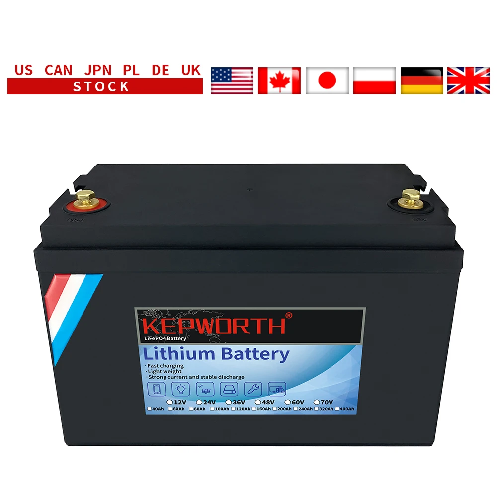 KEPWORTH New 12V 100Ah LiFePO4 Lithium Iron Phosphate Battery 1280Wh Lithium Iron For RV Campers ...
