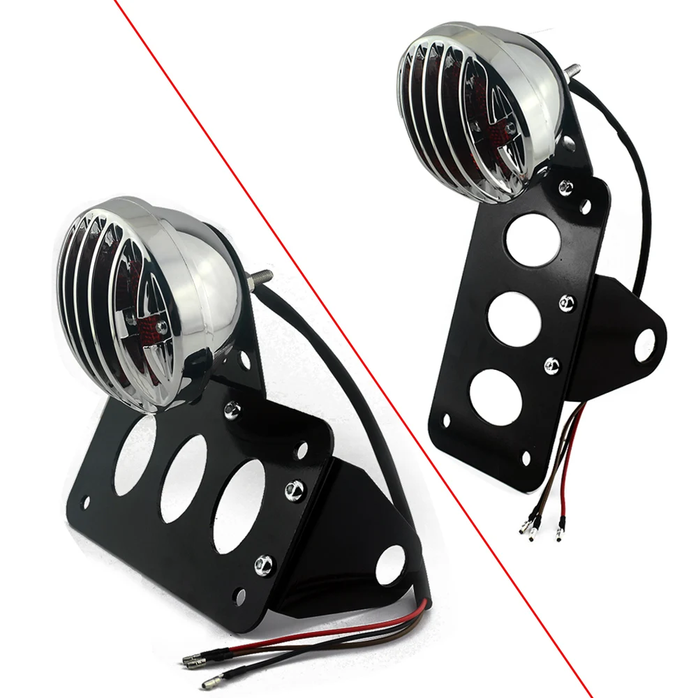 Motorcycle Side Mount Tail Light w/ License Number Plate Bracket For ...