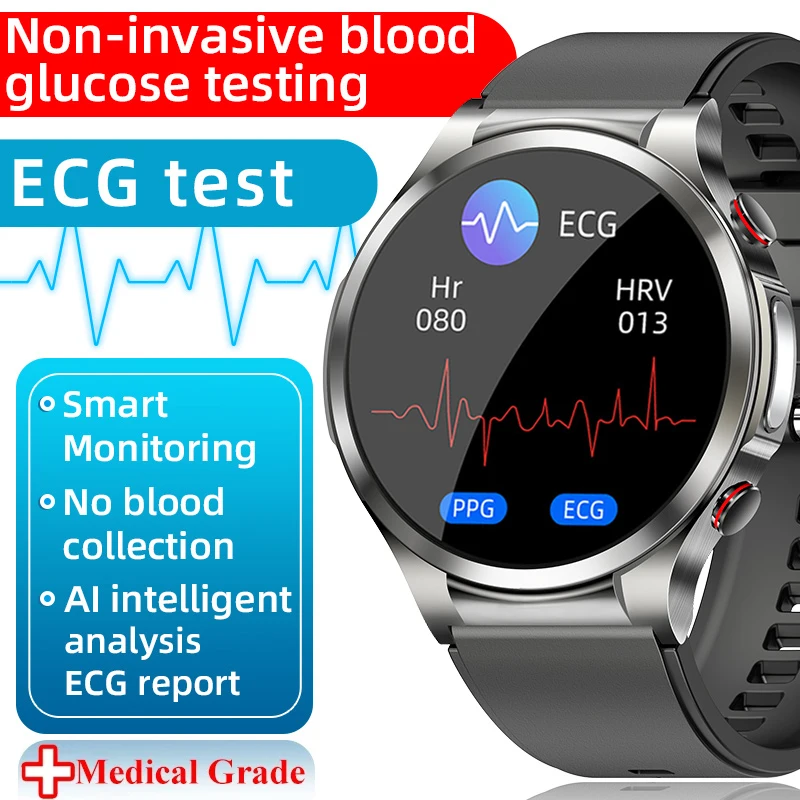 New Blood Glucose Smart Watch Men ECG PPG Heart Rate Blood Pressure