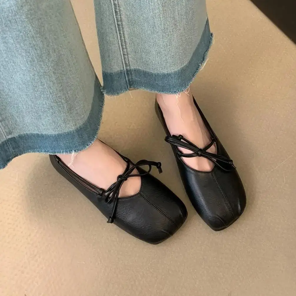 IPPEUM-sepatu-balet-datar-wanita-elegan-sandal-hitam-Mary-Janes ...