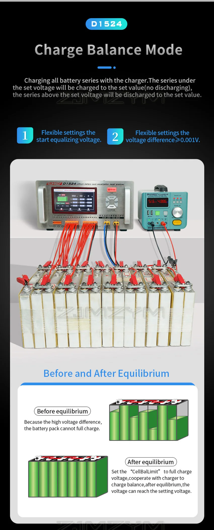 Sunkko D1524 15a High Current Lithium Battery Equalizer Pressure ...