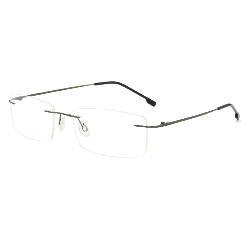 Titanium-Alloy-Rimless-Square-Prescription-Eyeglasses-Anti-Blue-Light ...
