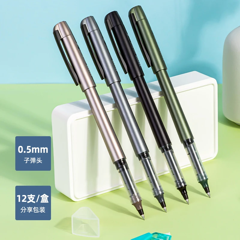 0-5mm-Black-Ink-Quick-drying-Straight-Liquid-Ballpoint-Pen-Office-Pen ...