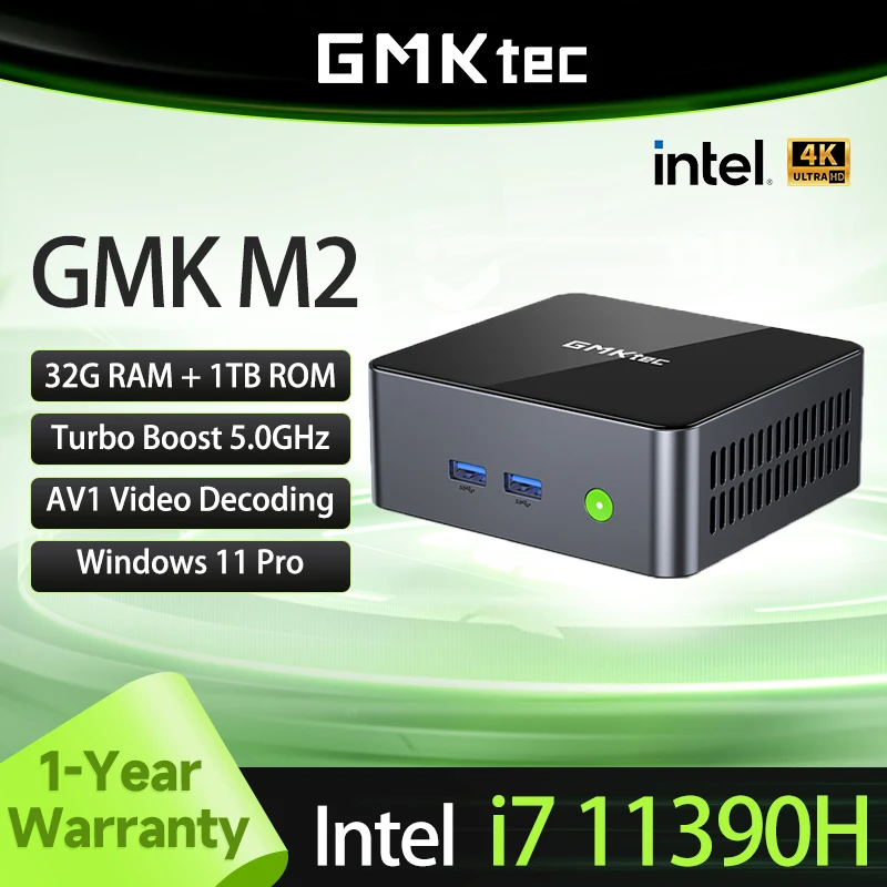 GMKtec Mini Pc M2 Intel 11th i7 11390H DDR4, Windows 11 Pro, 16GB/32GB ...