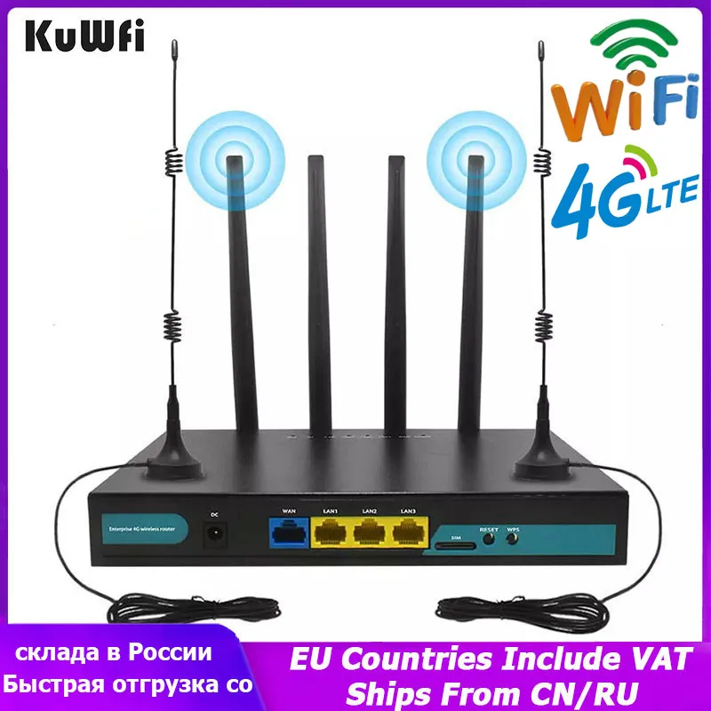KuWFi 4G WiFi Router 300Mbps CPE Router com Sim Slot Modem Suporte 32 ...