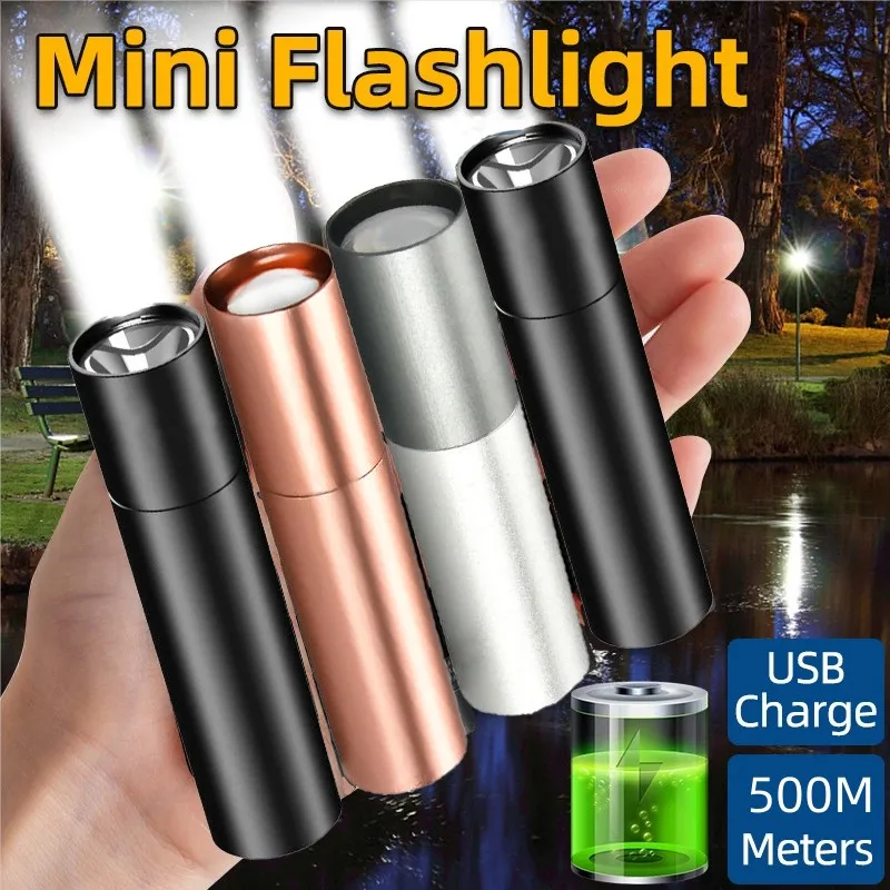 Portable-USB-Rechargeable-LED-Flashlight-Waterproof-Mini-Zoomable ...