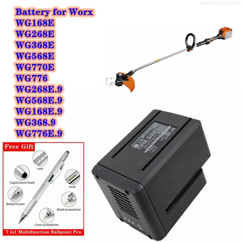 Power Tools Battery 40V/2000mAh WA3536 for Worx WG168E,WG268E,WG368E ...