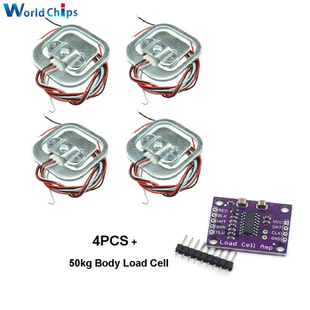 4Pcs 50kg Human Scale Load Cell Weight Sensors+HX711 AD Module Body ...