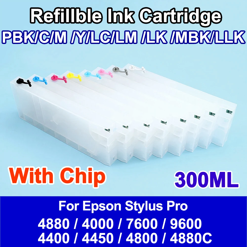 300ML Empty Refillable ink cartridge With chip for Epson stylus pro ...
