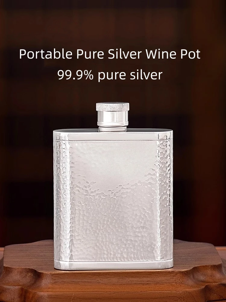 Sterling-Silver-999-Wine-Pot-Hammer-Pattern-Portable-Wine-Bottle ...