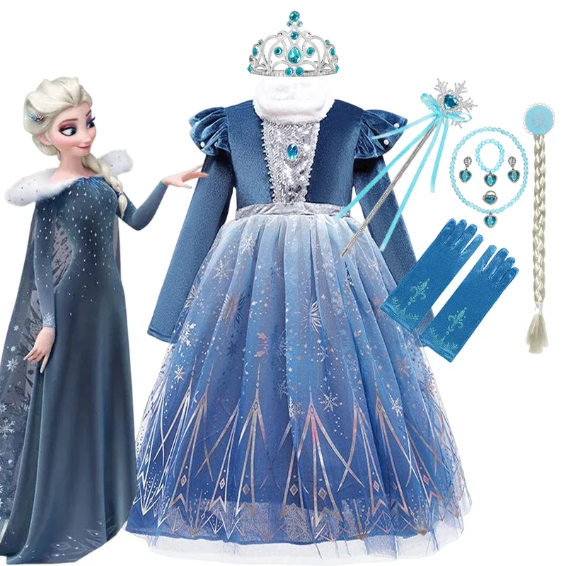Frozen-Winter-Elsa-Princess-Dress-Kid-Girl-Snow-Quee-Dress-Cosplay ...