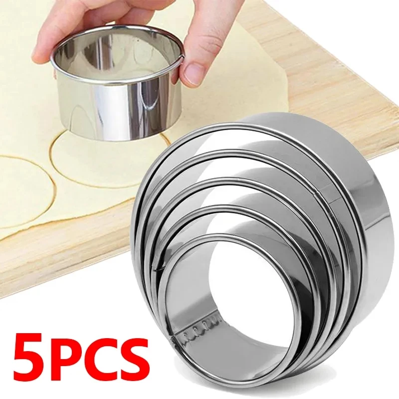 Stainless Steel Biscuit Mold Round Cookie Cutter Set Kitchen Baking ...