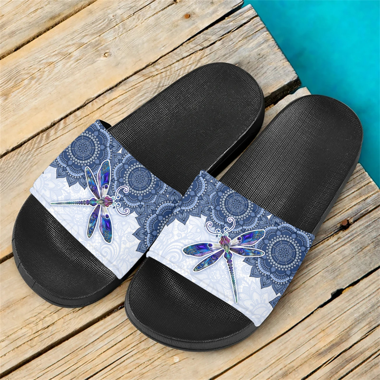 Dragonfly-Mandala-Print-Summer-Casual-Slippers-Retro-Soft-Sole-Home ...