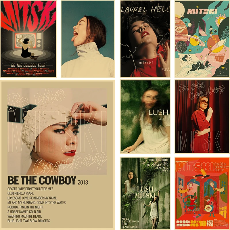 Mitski Retro Poster Be The Cowboy/Nobody/Lush Kraft Paper Prints Vintage Aesthetic Home Room ...