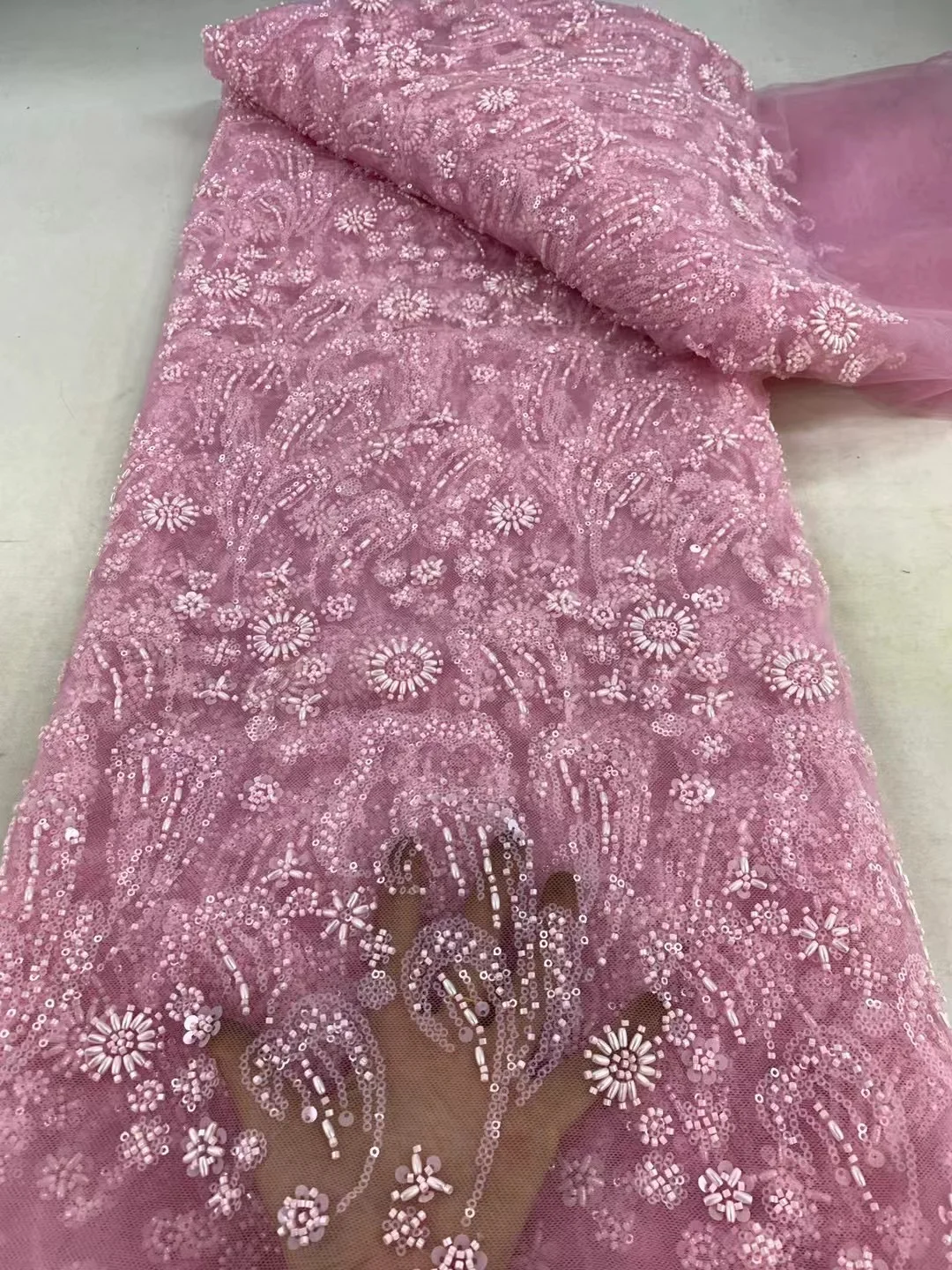 Luxury African Sequins Beaded Lace Fabric 2025 High Quality Lace 5 ...