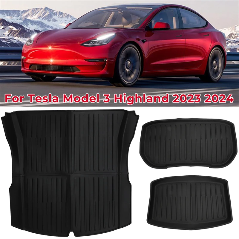 For-Tesla-New-Model-3-Highland-2023-2024-Front-Trunk-Pads-Rear-Lower ...