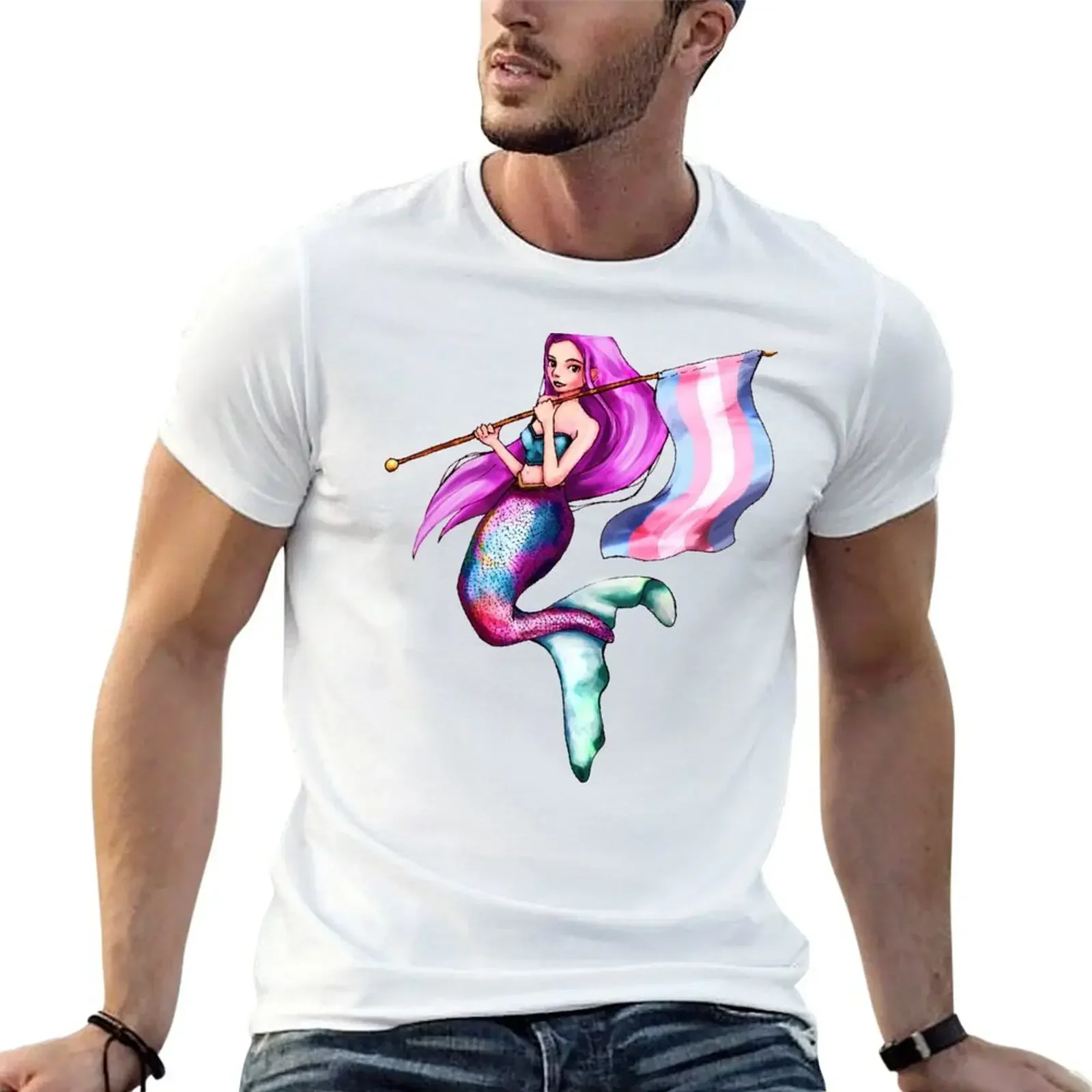 Trans-flag-mermaid-T-Shirt-anime-figures-anime-tshirt-anime-clothes ...