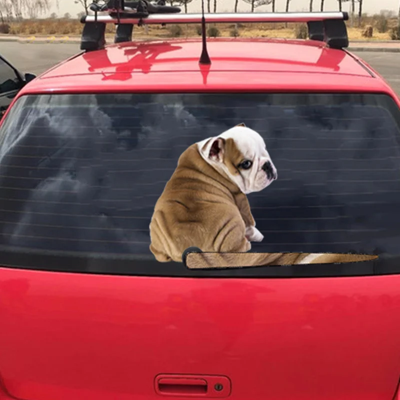 3D-Window-Car-Stickers-Cute-Bulldog-Moving-Tail-Wiper-Stickers-for-Rear ...