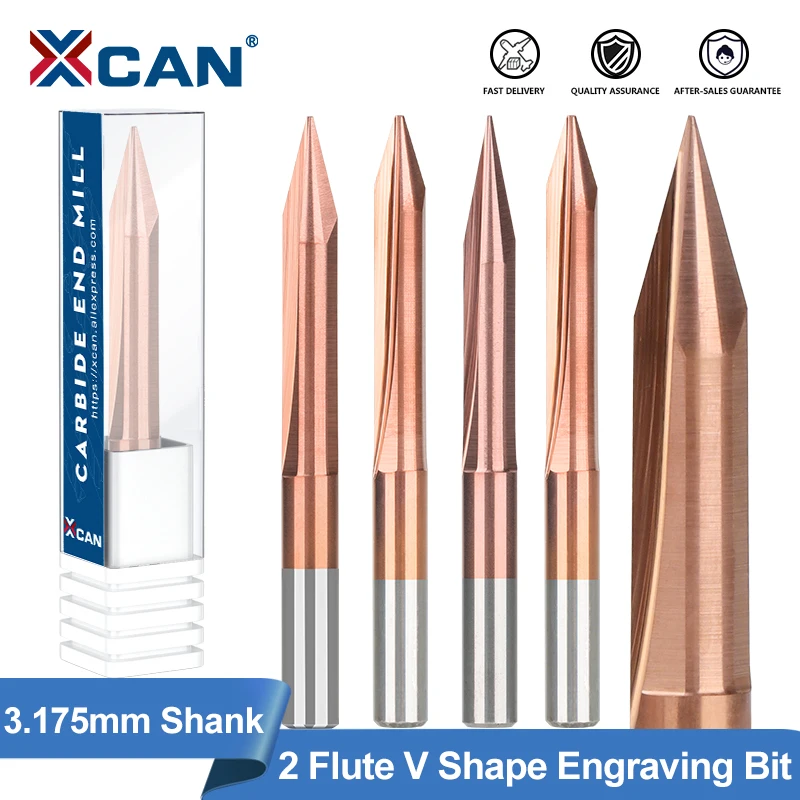XCAN-V-Shape-End-Mill-3-175mm-Shank-Milling-Cutter-20-30-45-60-90 ...