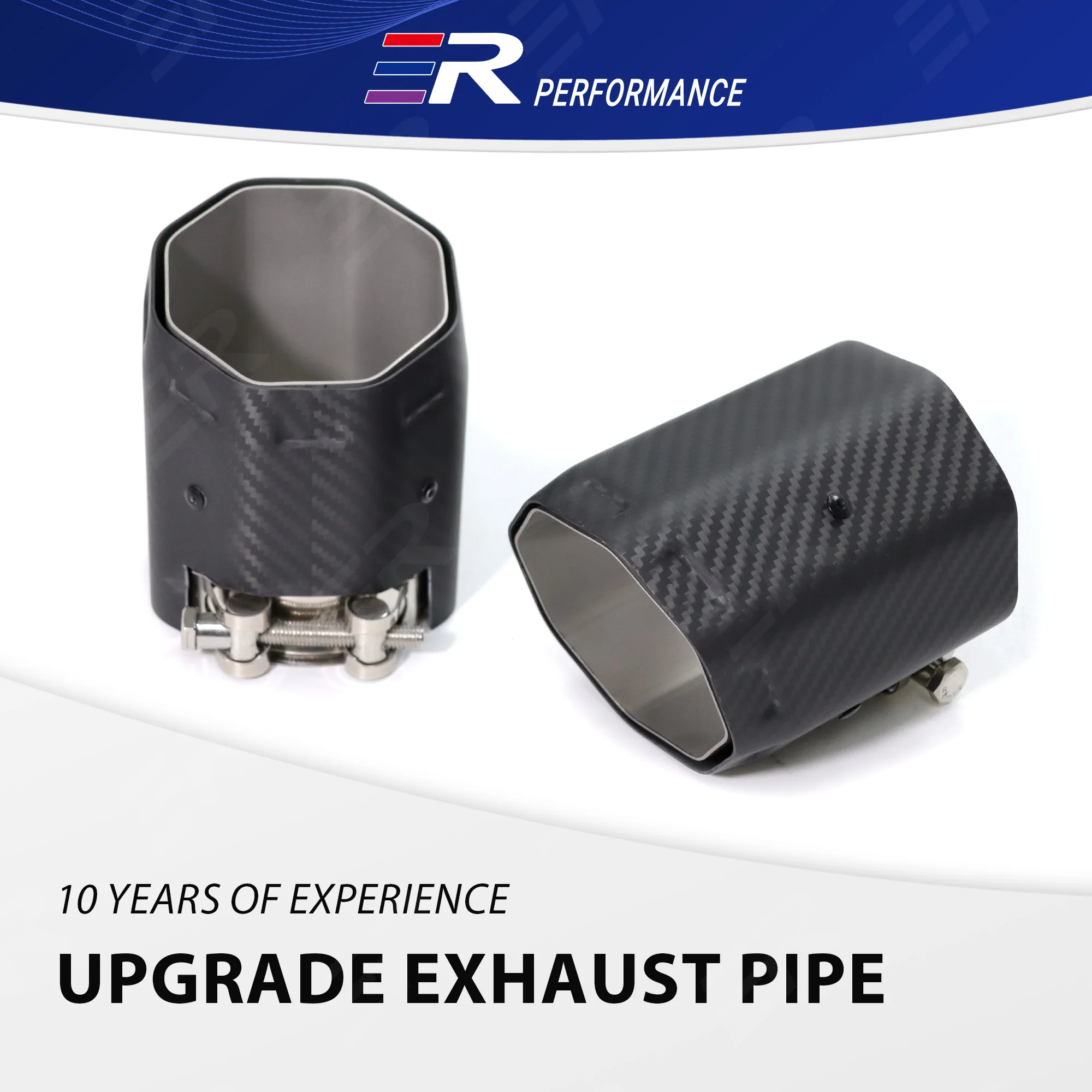 1PCS ER Octagon Shape Exhaust Tips Real matte Carbon Fiber stainless ...