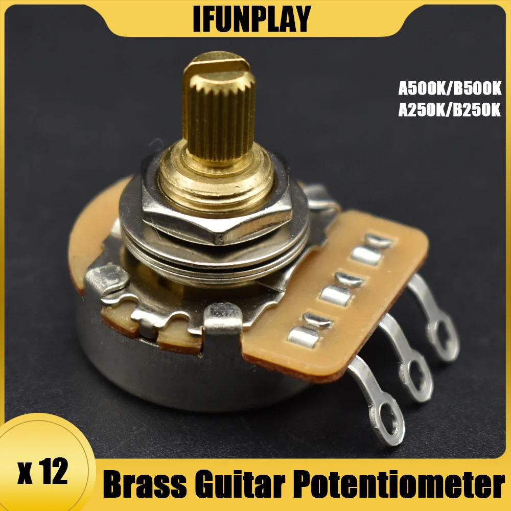 12PCS Short Shaft 18/24-Tooth Brass Split Shaft Potentiometer 250K/500K ...