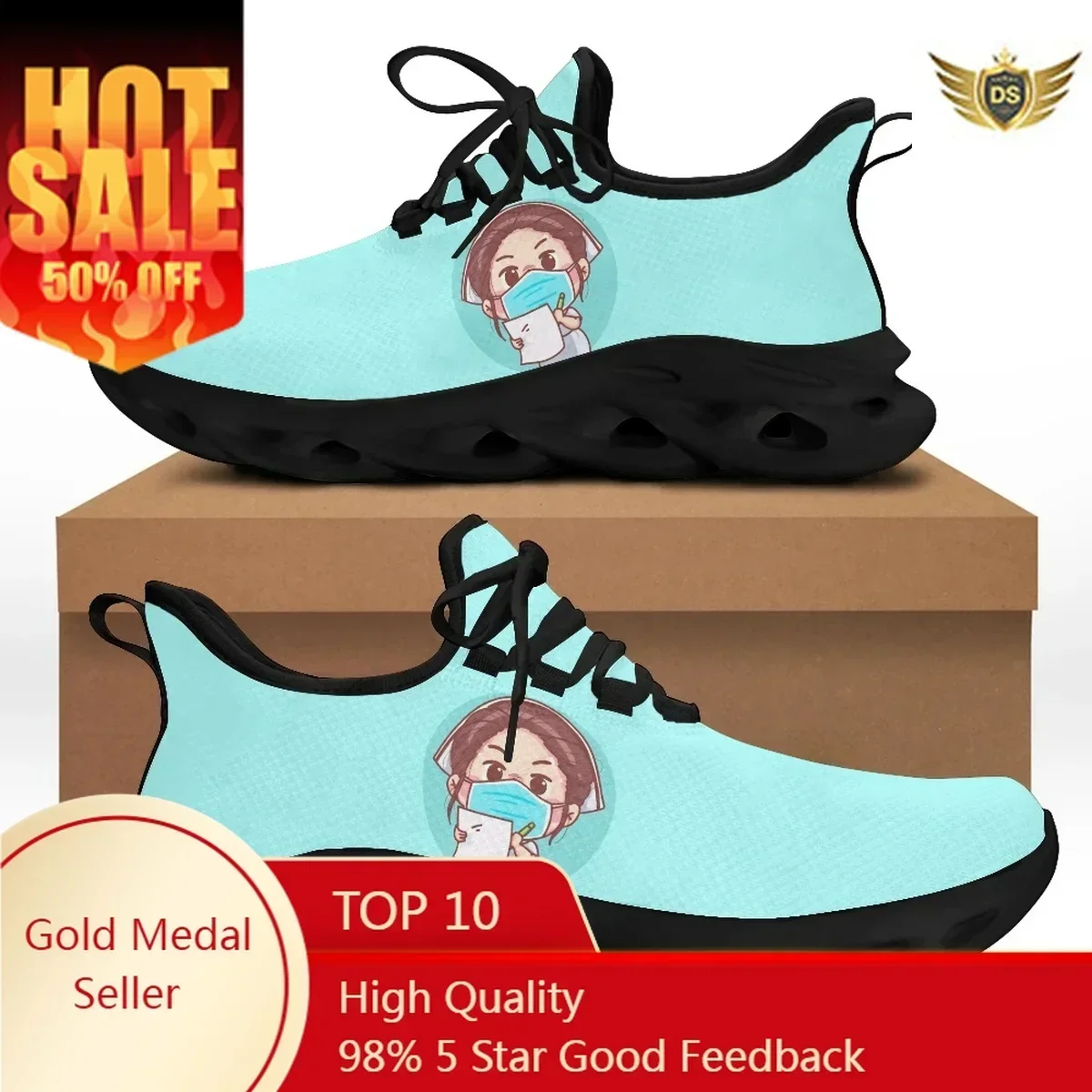 Women Doctor Nurse Sneakers Medical Hospital Print Lightweight Mesh ...