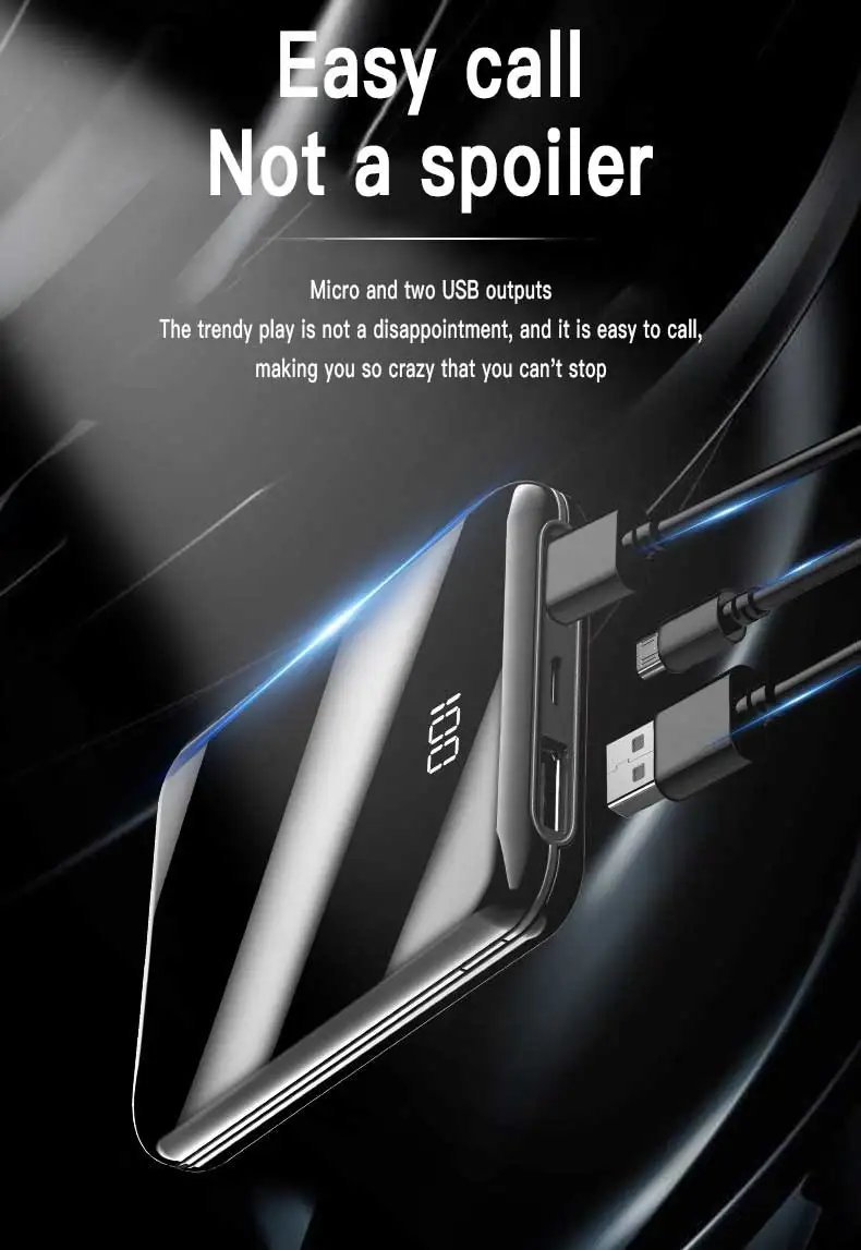 Mini Fast Charging Power Bank Portable 30000mAh Charger HD Digital ...