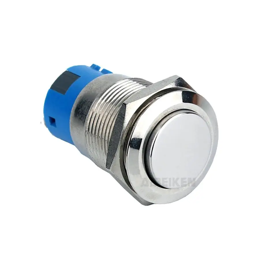 Botão plano 3pin 1no1nc spdt 1no1nc, interruptor liga/desliga momentâneo de metal e níquel com ...