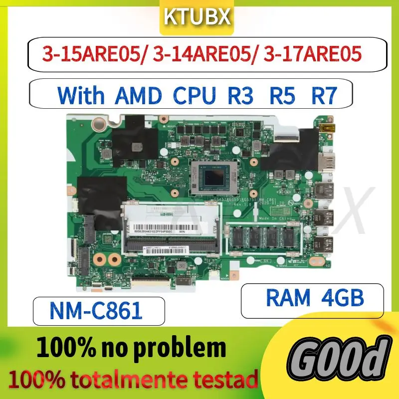 NM-C861.For Lenovo IdeaPad 3-15ARE05/3-14ARE05/IdeaPad 3-17ARE05 Laptop Motherboard.With R3-4300 ...