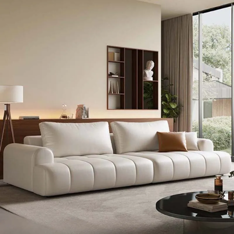 Postmodern Square Couches Fancy Genuine Leather Solid Wood Italian ...