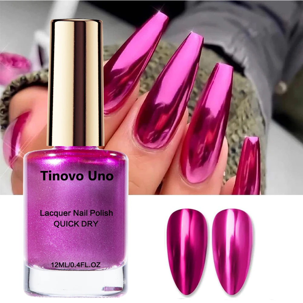 Tinovo Uno Metallic Nail Polish Mirror Effect Rose Purple Red Chrome ...