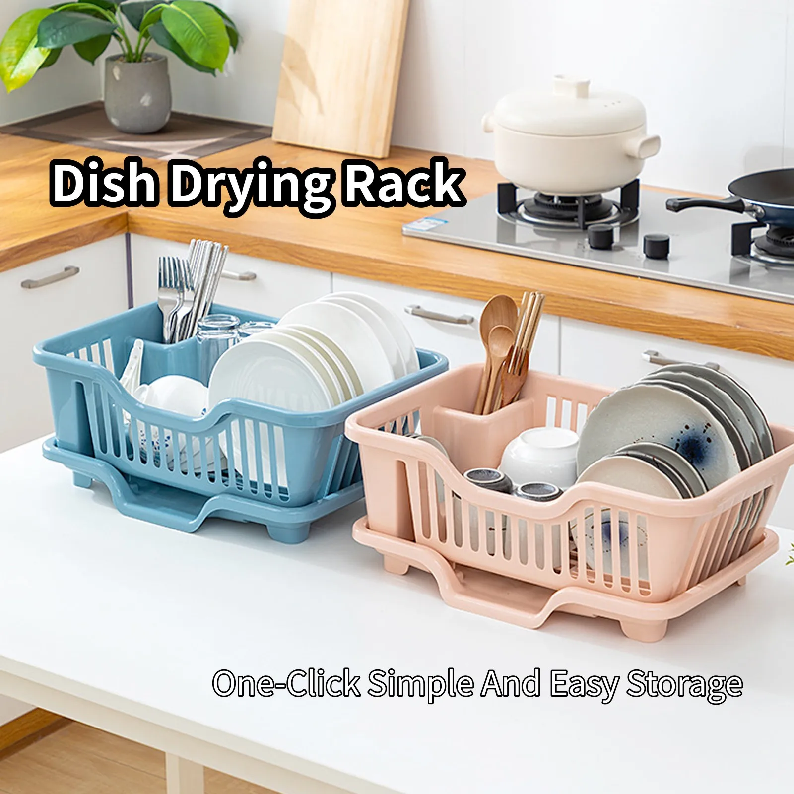 Large Dish Strainers with Removable Drain Tray Dish Drying Rack Kitchen ...