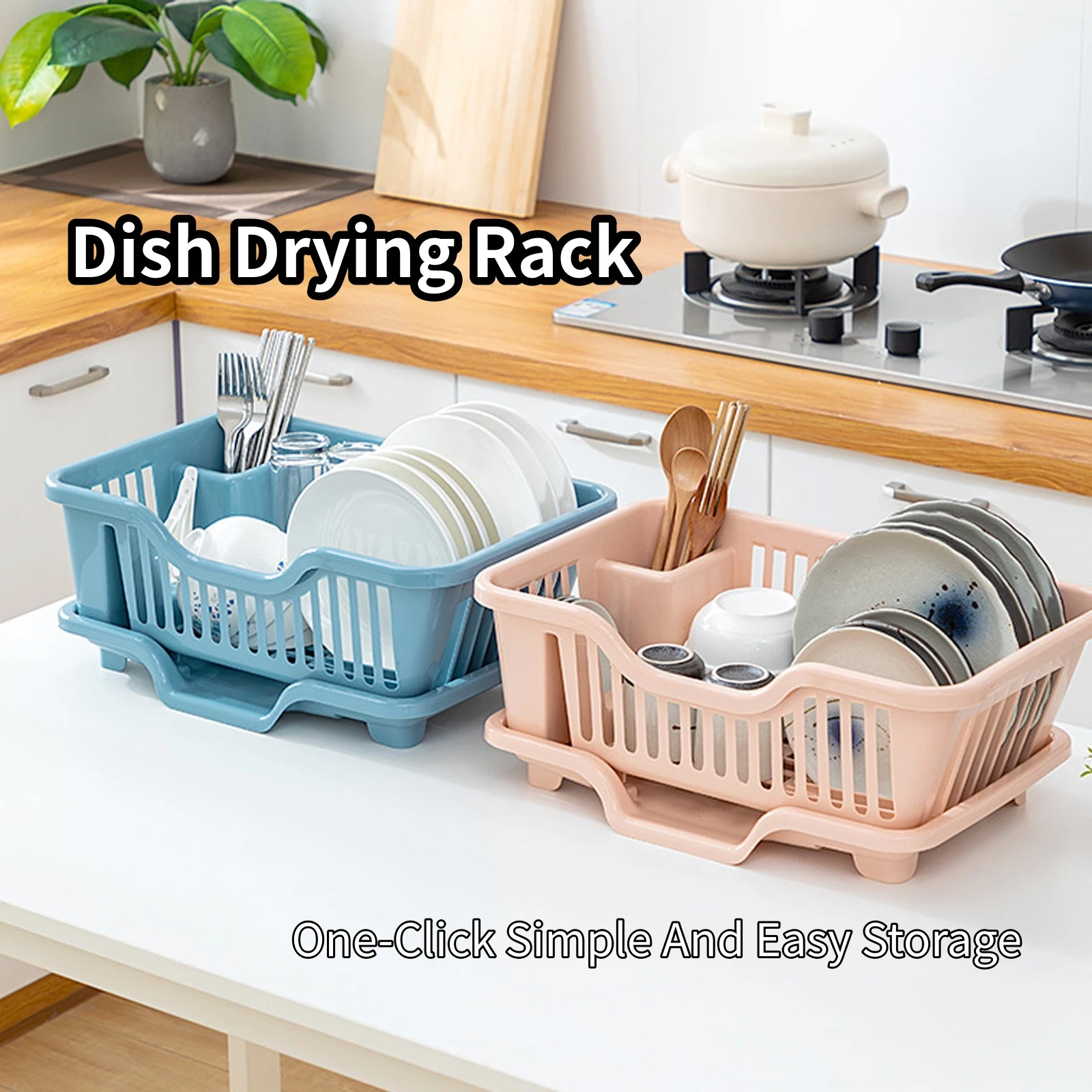 Large Dish Strainers with Removable Drain Tray Dish Drying Rack Kitchen ...