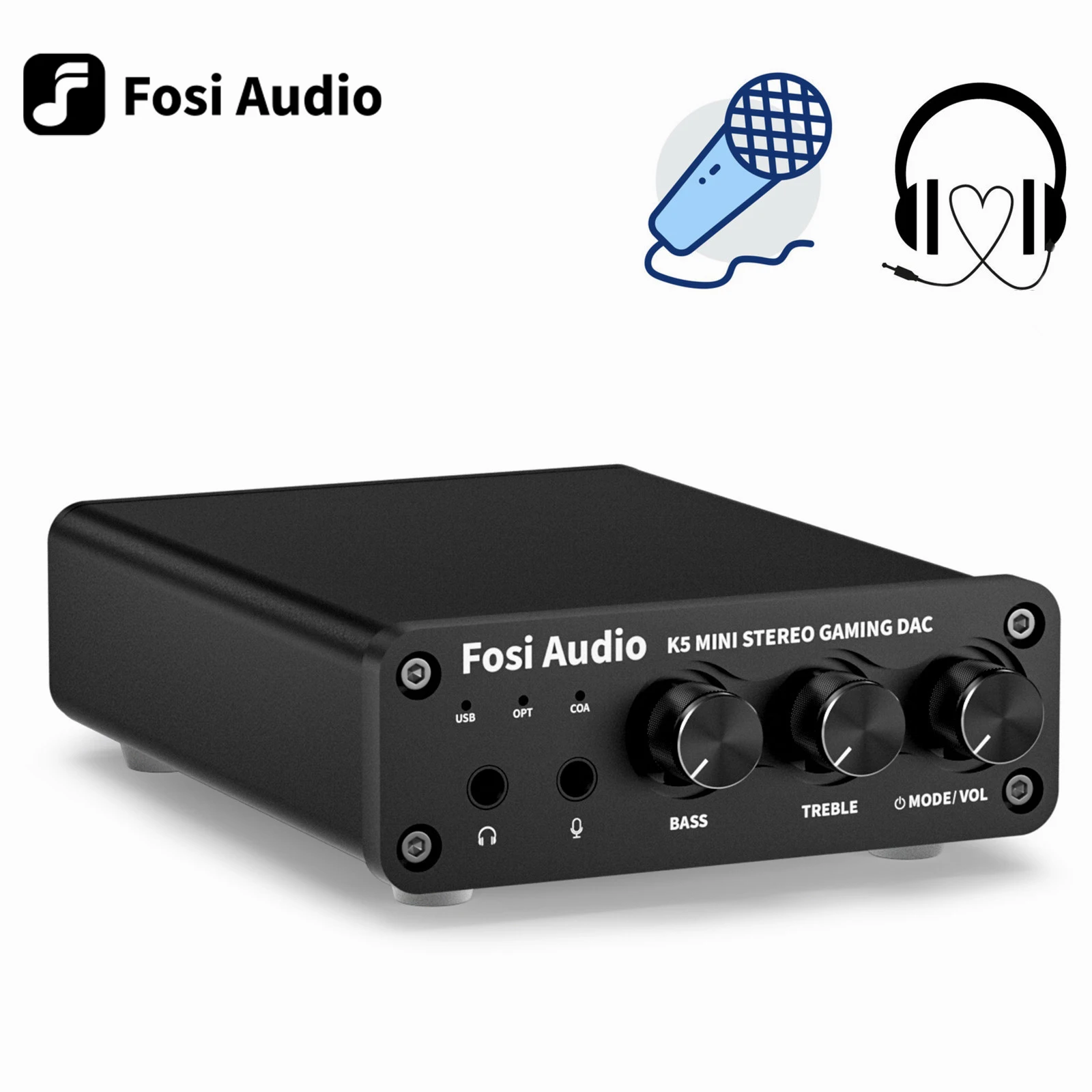Fosi Audio USB Gaming DAC With Microphone Headphone Amplifier Audio DAC ...