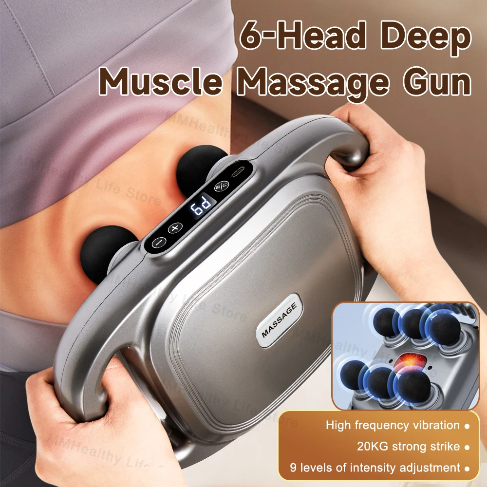 Electric-Professional-6-Head-Massage-Gun-Deep-Muscle-Massager-Body ...