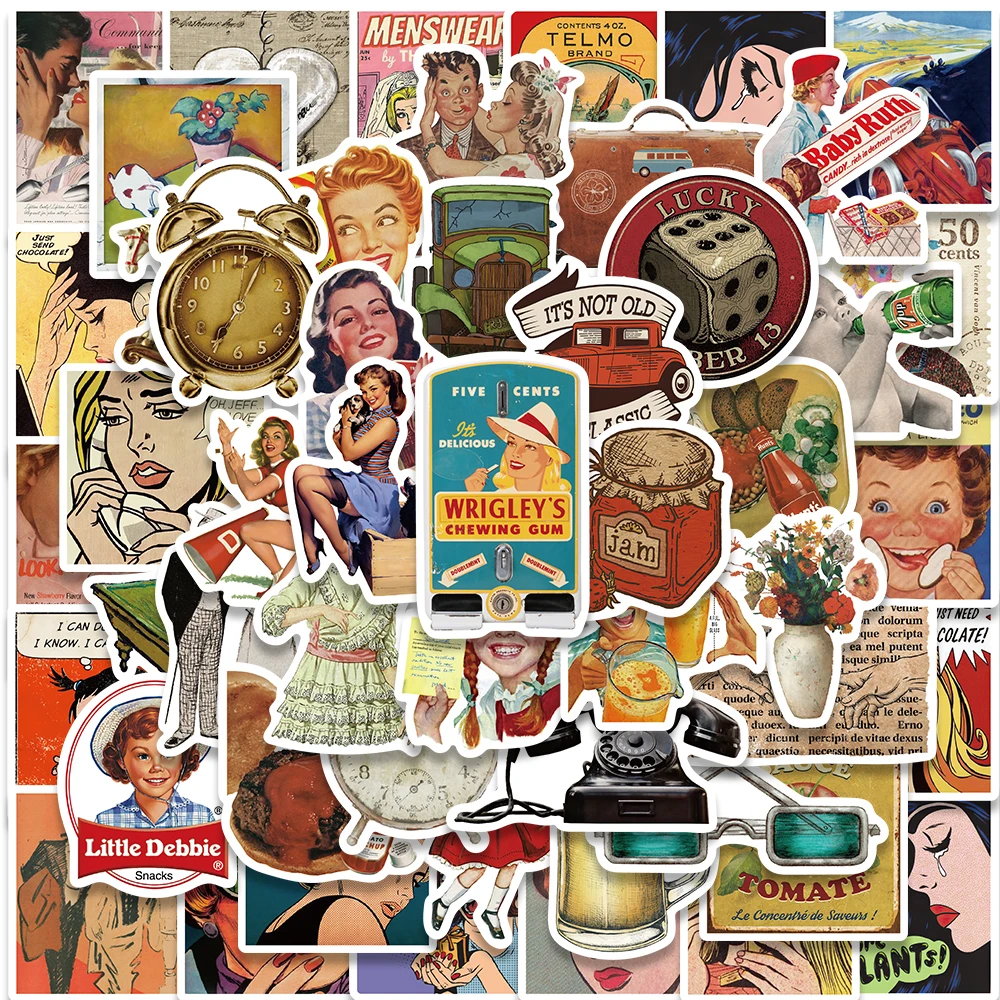 52PCS-American-Retro-Poster-Pop-Art-Vintage-Sticker-for-Laptop ...