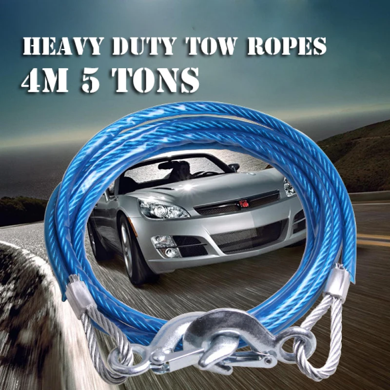 Heavy-Duty-Tow-Ropes-4M-5-Tons-Wire-Cable-High-Strength-Safety-Hook ...