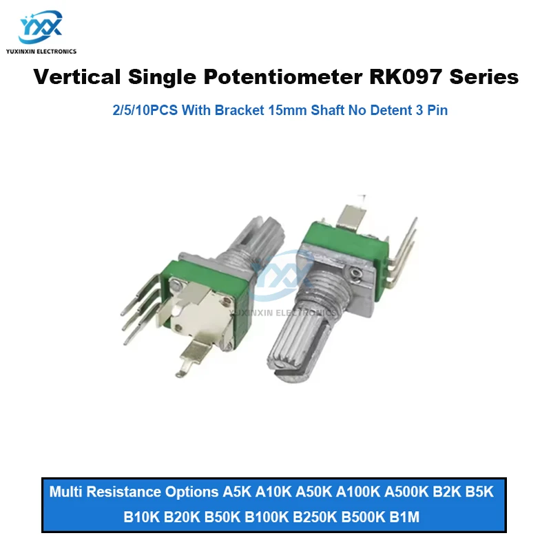 2/5/10PCS RK097 R097 Vertical Precision Potentiometer with Bracket 15mm ...