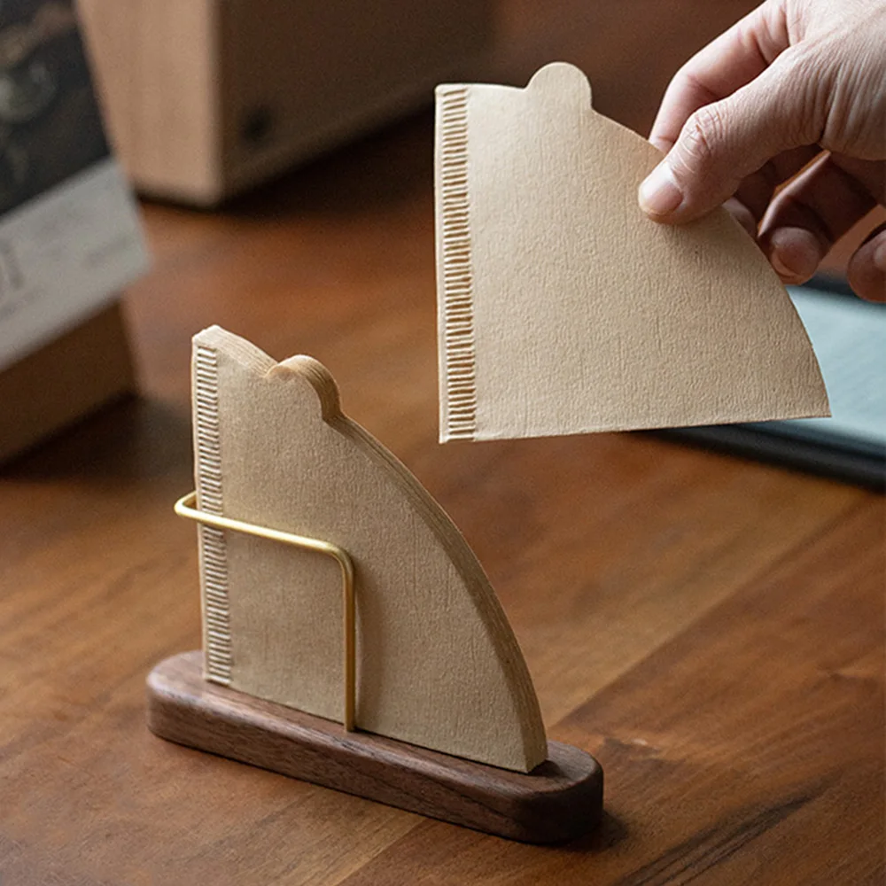 Walnut Filter Paper Rack Holder Coffee Accessories Stand Capacity Of 60 ...
